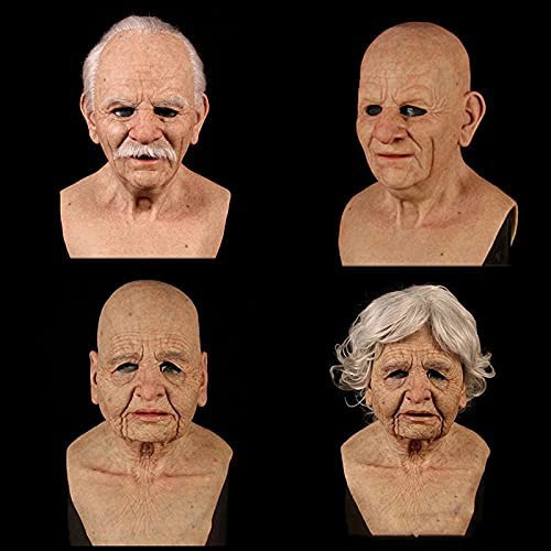 Cosplay Rubber Old Man Face-cover Realistic Scary Latex Mask Horror ...