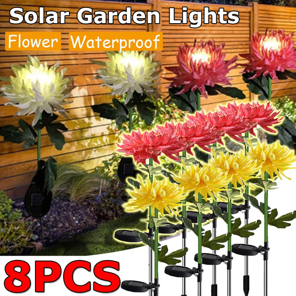 4/8 PACK LED Waterproof Flower Solar Flower Lights Outdoor Solar Garden ...