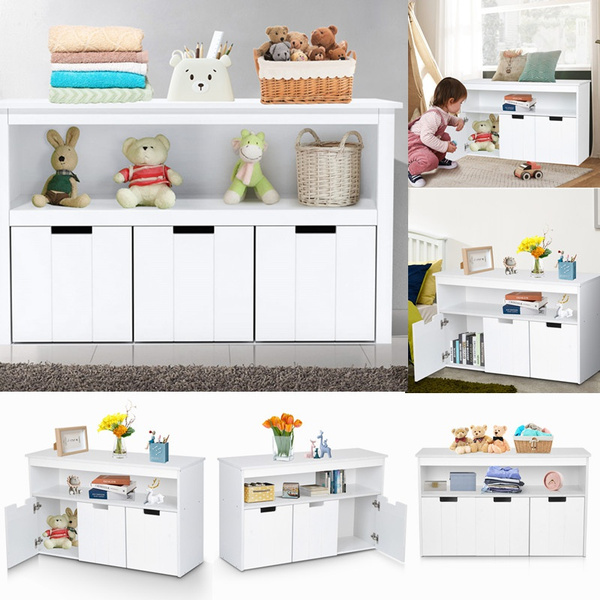 Kids Toy Storage Cabinet Shelf With 3 Doors For Playroom Bedroom ...