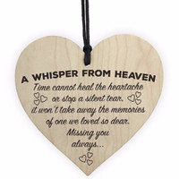 Wooden Heart Hanging Memorial Plaque Commemorate Sign Tomb Tribute Gift ...