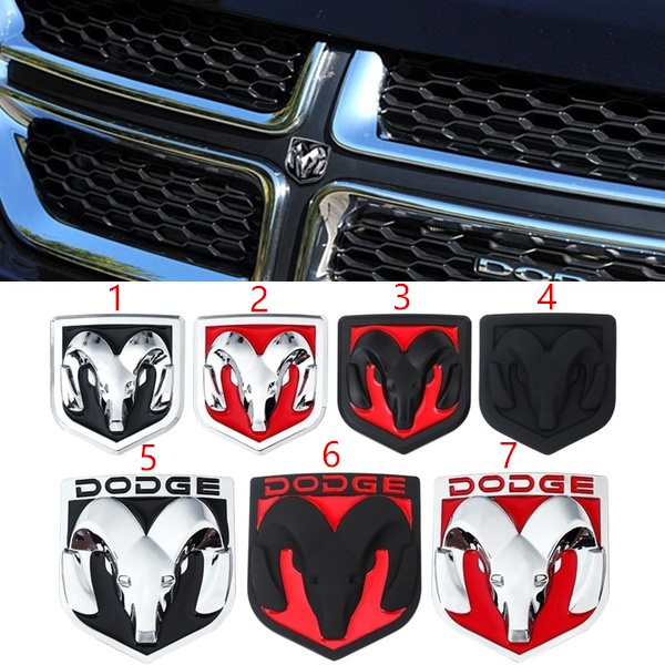 Car Dodge 3D metal sticker head grill tailgate metal fittings chrome ...