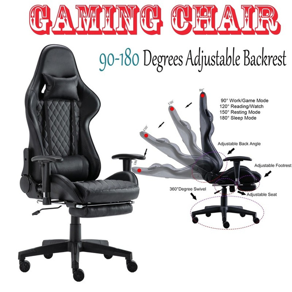 New Modern Gaming Chair 180-degree Adjustable Height Backrest Recline ...