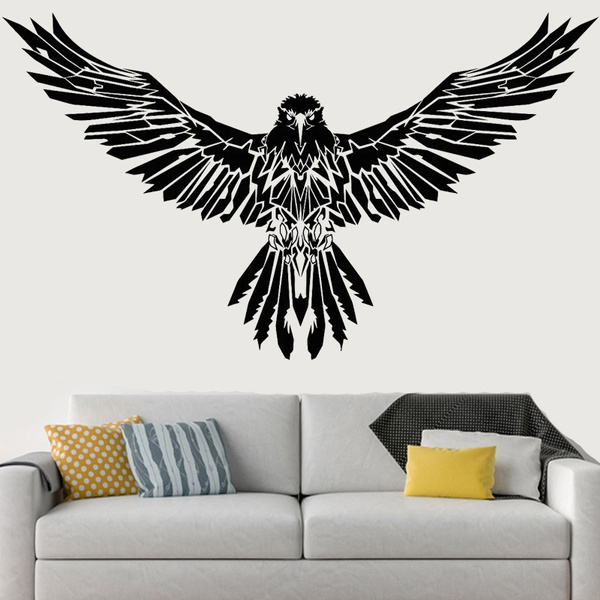 Black Raven Wall Sticker Eagle Wings Vinyl Decals Living Room Bedroom ...