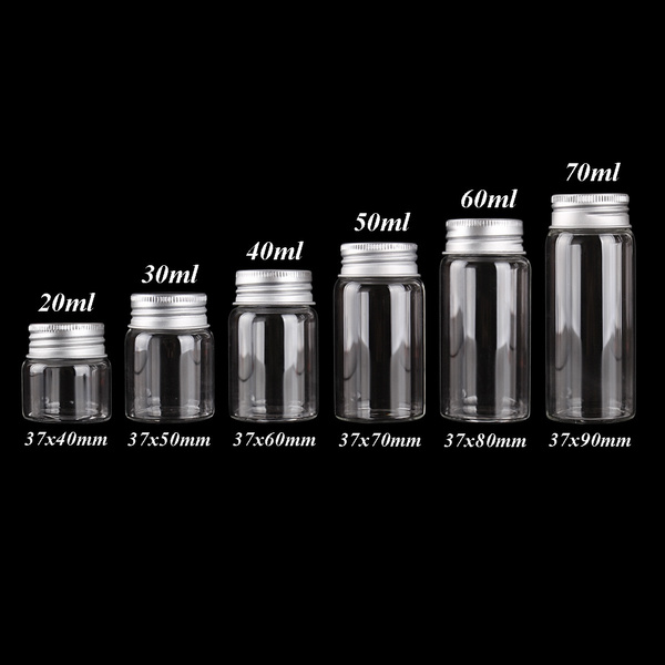 3 Pieces 37mm 20ml/30ml/40ml/50ml/60ml/70ml Glass Bottles with Aluminum ...