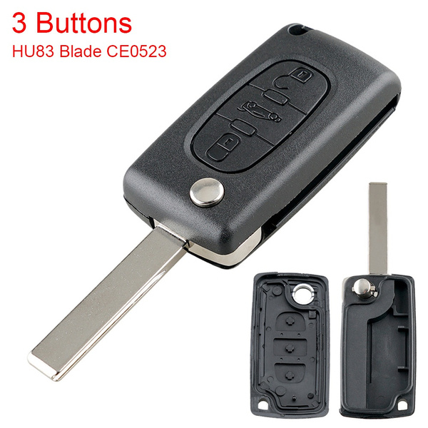 3 Buttons Black Mni Folding Replacement Key Remote Fob Shell Case with ...