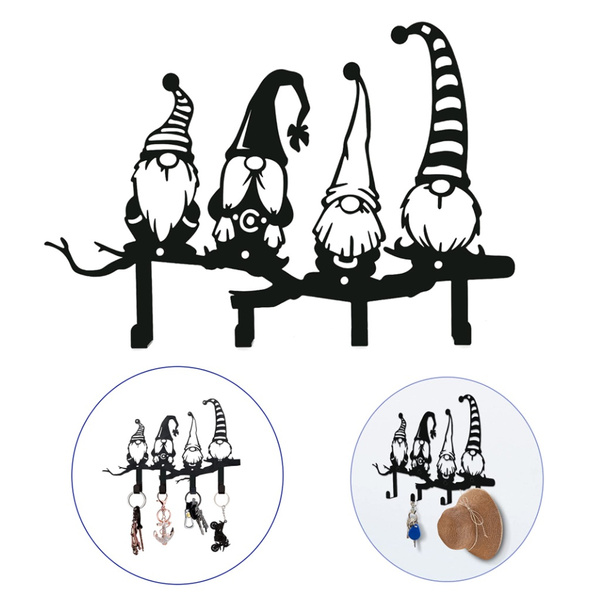 Metal Gnome Key Holder Wall Mounted Faceless Elf Key Rack with 4 Hooks ...