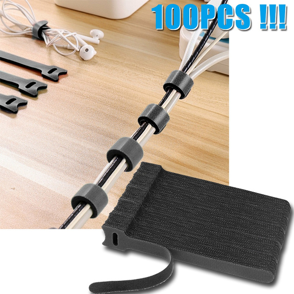 100pcs Velcro straps, wire and cable storage and fixed self-adhesive ...