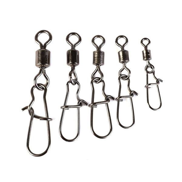 210pcs/box Fishing Rolling Swivels Snap Pin Line Connectors Barrel ...