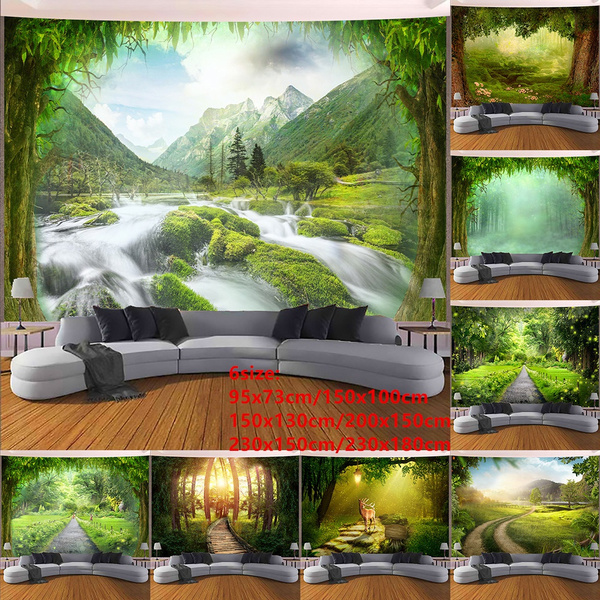 3D Natural scenery psychedelic forest Tapestry Colorful Tapestry Wall ...