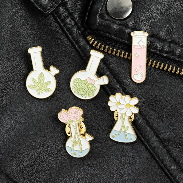 Plant Lover Lab Enamel Pins Flask Test Tube Brooch Lapel Badge Cartoon ...