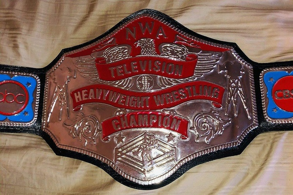 Maxan NWA Television Championship Belt Replica, 4mm Brass Plates, Cow ...