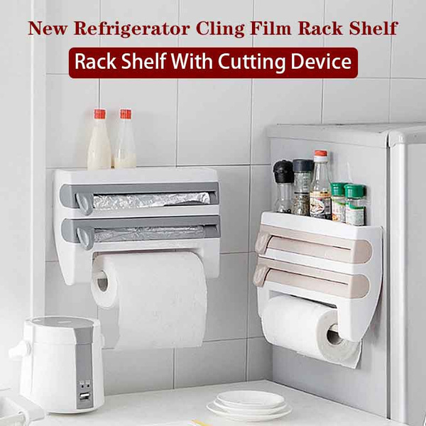 3 Colors ! 2020 New Refrigerator Cling Film Rack Shelf with Cutting ...