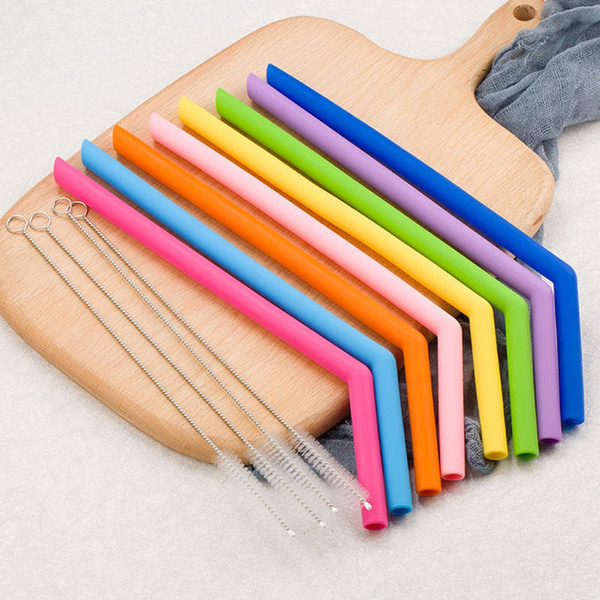 2/6pcs Kitchen Accessory Reusable Silicone Drink Drinking Straws ...