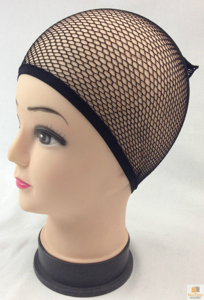 FISHNET WIG Cap Weaving Mesh HAIR NET Elastic Ladies Black Liner Fancy ...