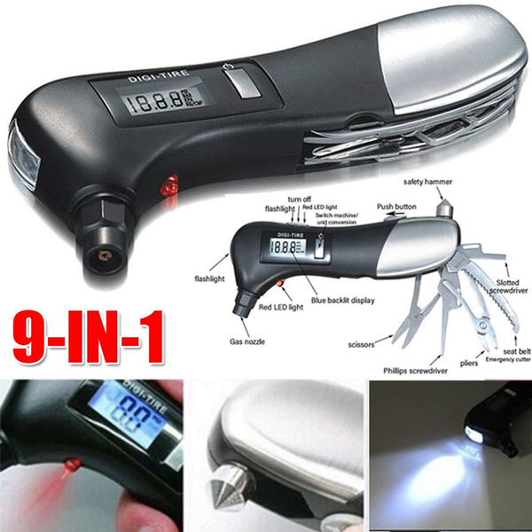 1PC 9-in-1 Mini Portable Barometer Multifunctional Car Tire Pressure ...