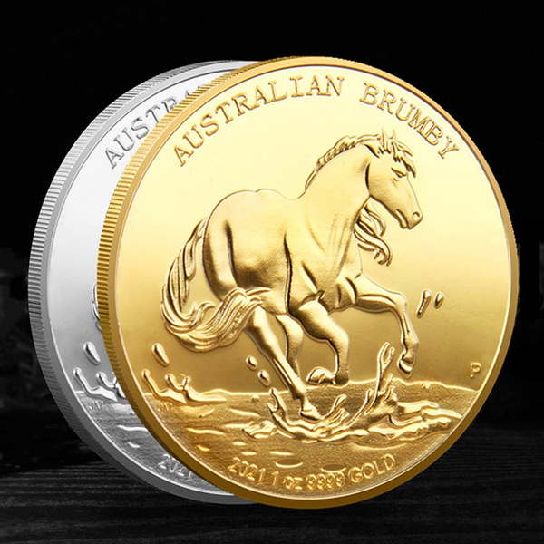 2 Style Australian Animals Horse Lion Commemorative Coins Replica ...