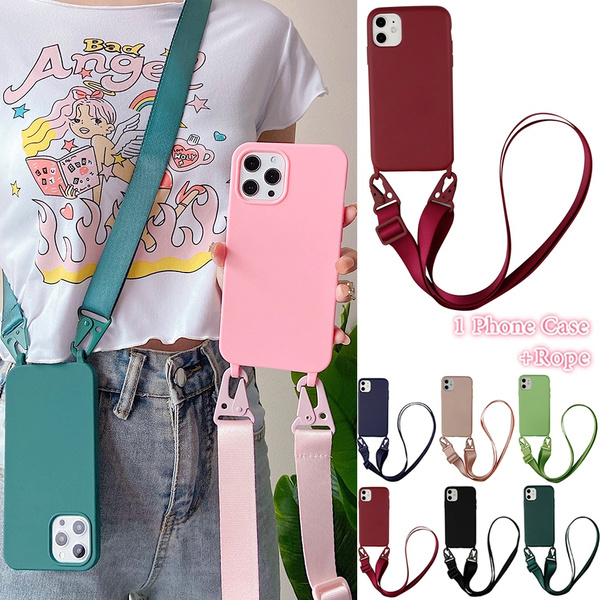 Luxury Liquid Silicone Chain Necklace Phone Case with Lanyard Crossbody ...