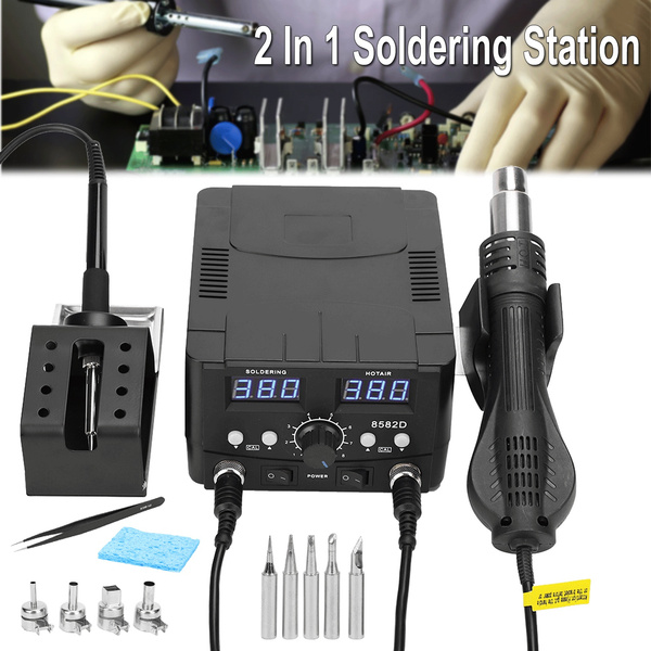 2 In 1 8582D SMD Soldering Station Iron Hot Rework Station Digital Tool ...