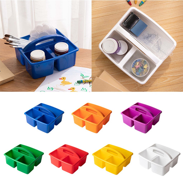 Portable Storage Caddies Box Plastic Divided Basket Bin with 3 ...