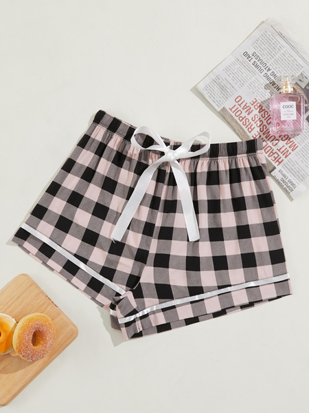 Women's Pajama Shorts Plaid PJ Bottoms Shorts Sleepwear Cute Sleep ...