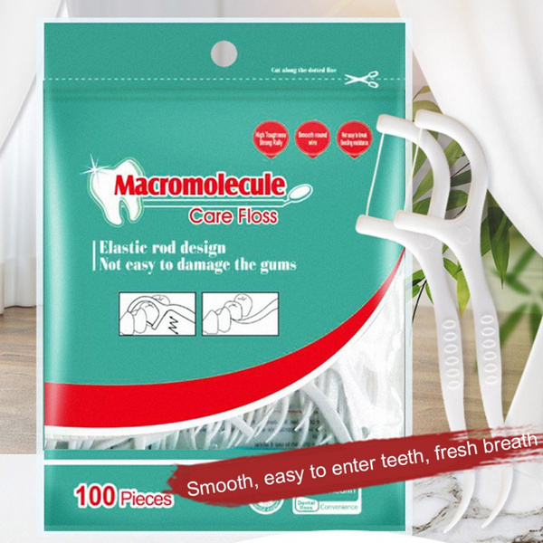 100pcs Portable Dental Floss Teeth Sticks Oral Care Hygiene Toothpick ...