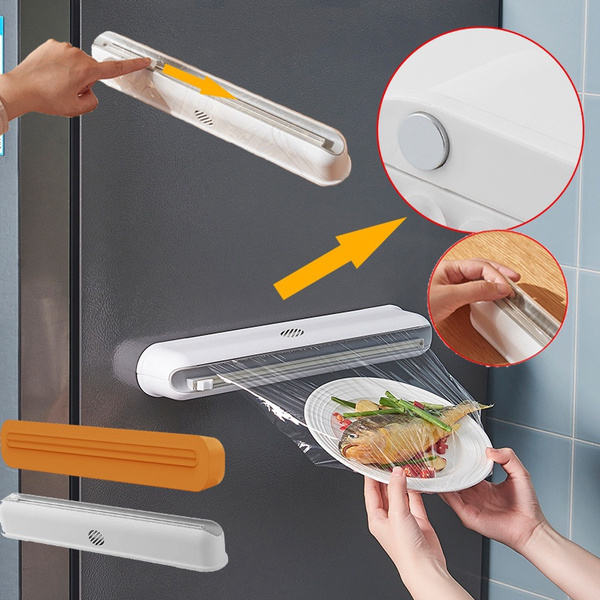 38cm Punch-free Fixing Food Wrap Dispenser Cutter Plastic Foil Cling ...