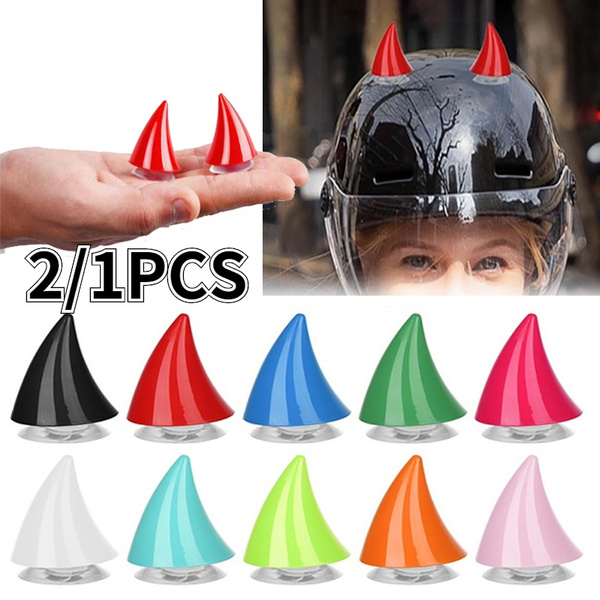 2/1PCS Motorcycle Helmet Devil Horn Sticker Silicone Suction Rubber ...