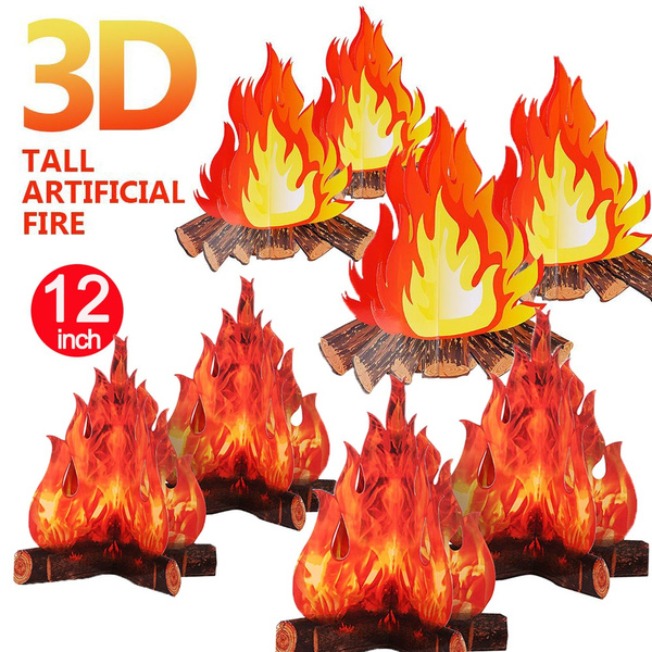 6 Set 12 Inch Artificial Fire Fake Flame Paper 3D Campfire Centerpiece ...