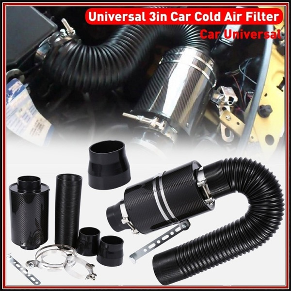Newest Universal Car 3" Carbon Fibre Cold Air Filter Feed Enclosed ...