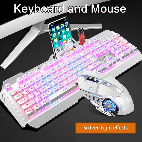 Wired RGB Backlit Keyboard with Mouse USB Keyboard Comfortable Keyboard ...