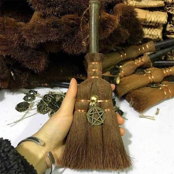 9.4" Witch Altar Broom with Pentagram Pendant Handmade Mane Broomstick ...
