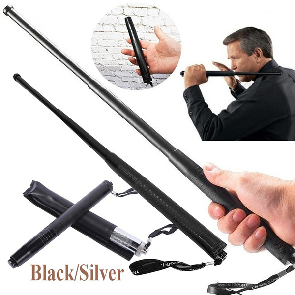 Telescopic Three-section Swing Stick Martial Arts Crowbar Self-defense ...