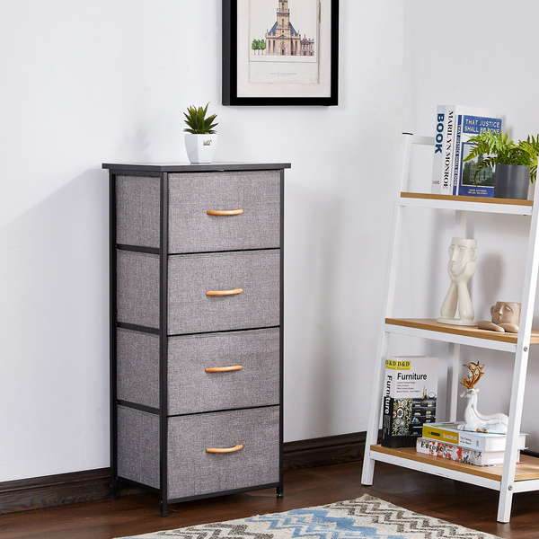 4 Drawers Dresser Narrow Storage Tower Nightstand With Sturdy Steel ... 4 Drawers Dresser Narrow Storage Tower Nightstand With Sturdy Steel ...