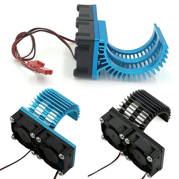 1Pc Motor Aluminum Radiator Heatsink Dual Cooling Fans for Traxxas ...