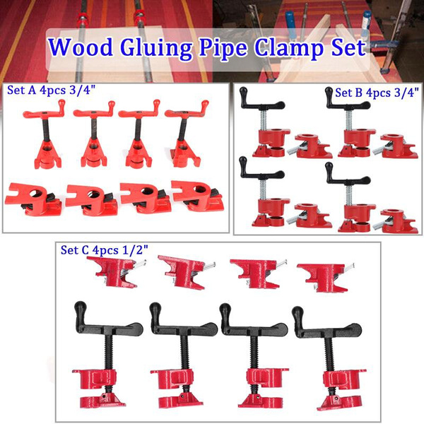 4 Set Quick Release Heavy Duty Wide Base Iron Wood Metal Pipe Clamp ...