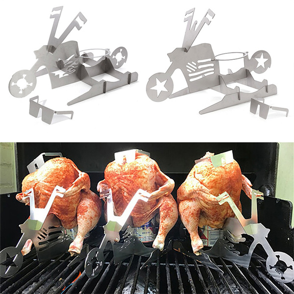 Stainless Steel Roster Chicken Stand With Beer Can Holder Motorcycle ...