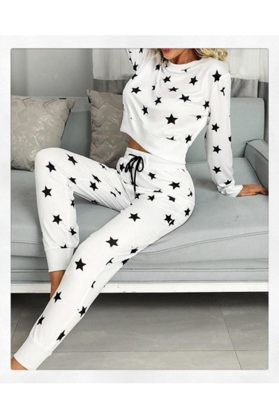 Woman white starry pajamas set | Wish