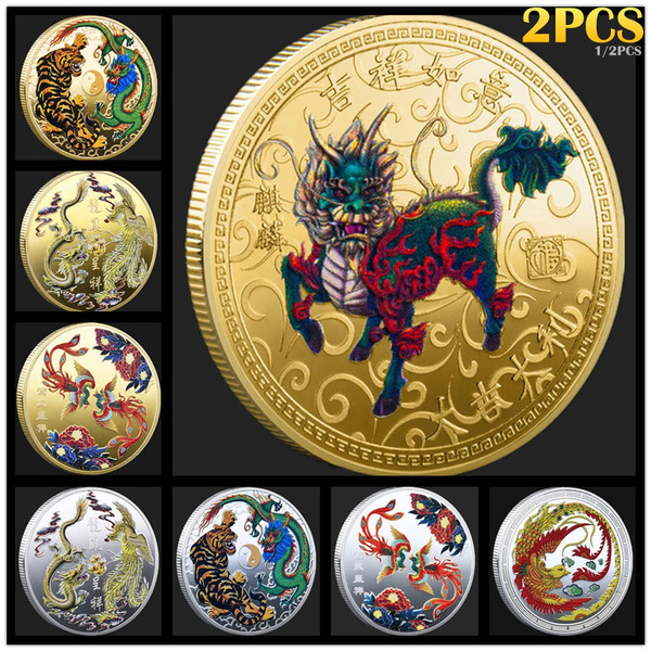 2PCS/1PC New Beautiful Chinese Feng Shui Dragon Tiger Phoenix Kylin ...