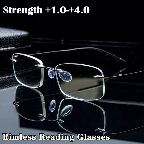 Flexible Ultralight Rimless Memory Titanium Magnetic Reading Glasses ...