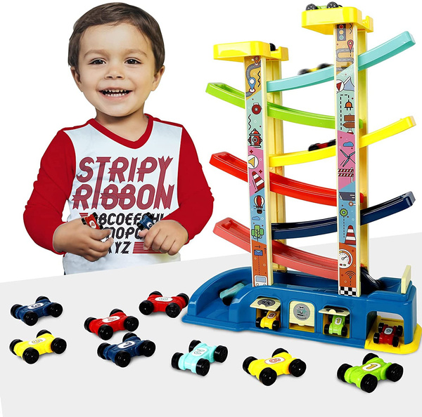 Car Ramp Toy Toddler's Gliding Car Toy Race Track Car with 6 Ramps, 8 ...