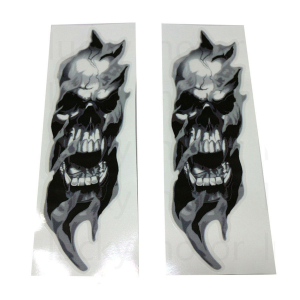 2PCS Universal Motorcycle Front Fork Skull Decals Graphic Sticker Dirt ...