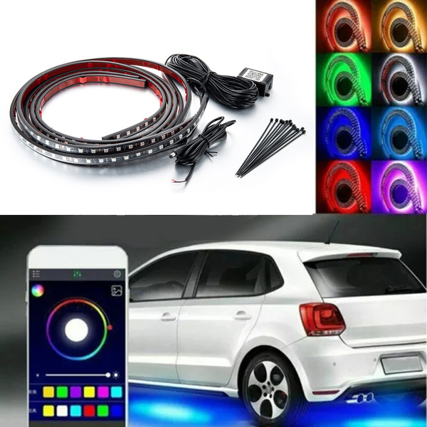 Phone App Control Under Car Tube Strip RGB LED Underglow Body Neon ...