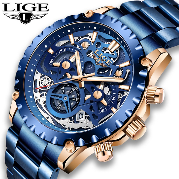 LIGE Men's Military Watch Men Business Quartz Watches Mens Sport ...