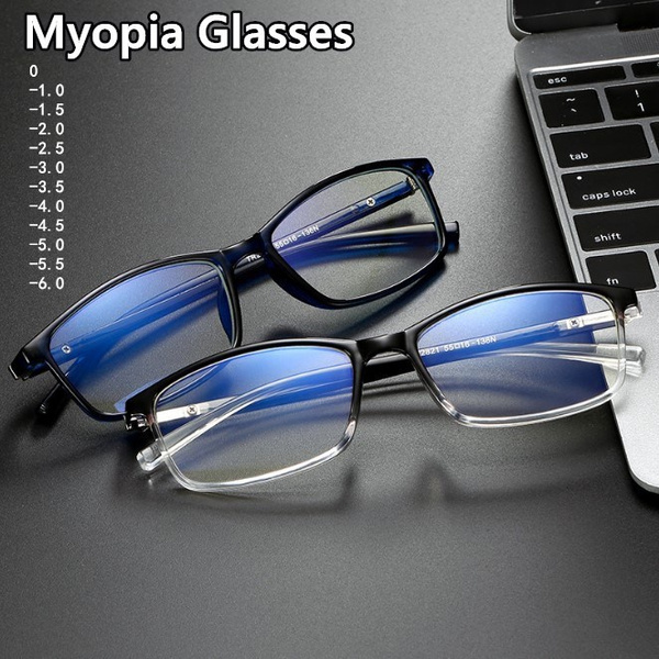Glasses for Men Finished Myopia Glasses Men Women Anti Blue Rays Square ...