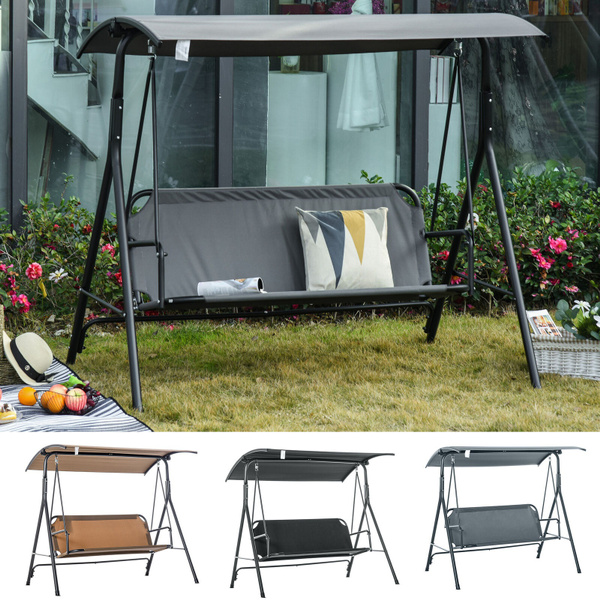Outdoor Backyard Swinging Patio Bench w/ Comfortable Bench-Style Seat ...
