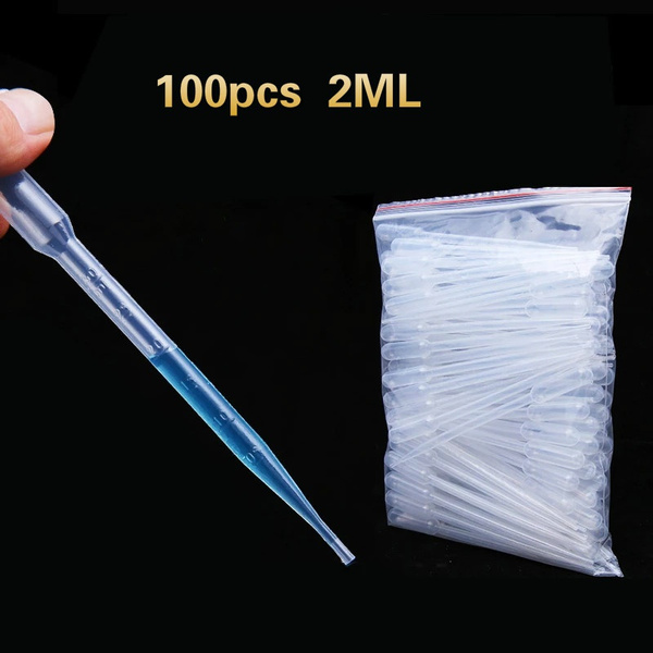 100PCS 2ml Disposable Plastic Eye Dropper Set Transfer Graduated ...