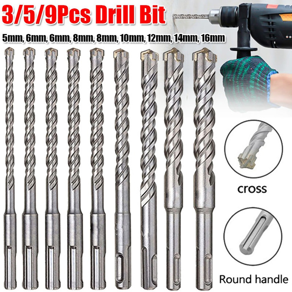 3/5/9pcs Round Shank Electric Hammer Drill Bit Set 160mm Electric ...