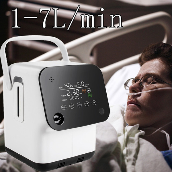 1-7L/min Adjustable Oxygen Machine Humidifiers Portable Intelligent ...