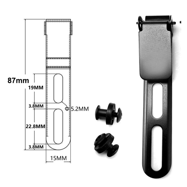 87mm x 15mm Metal Black Ulti Pocket clip Backpack clips with Screw ...
