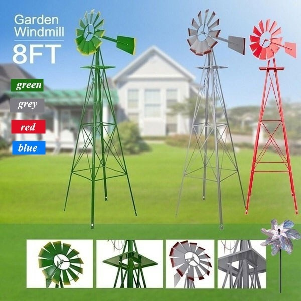 Outdoor Metal Windmill Yard Garden Decoration Wind Mill Weather ...
